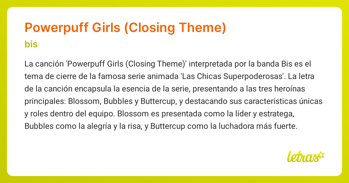 Significado de la canción Powerpuff Girls (Closing Theme) (bis ...