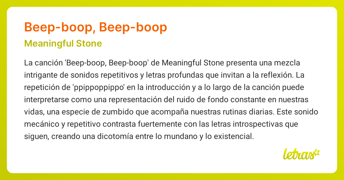 Significado de la canción BEEP-BOOP, BEEP-BOOP (Meaningful Stone ...