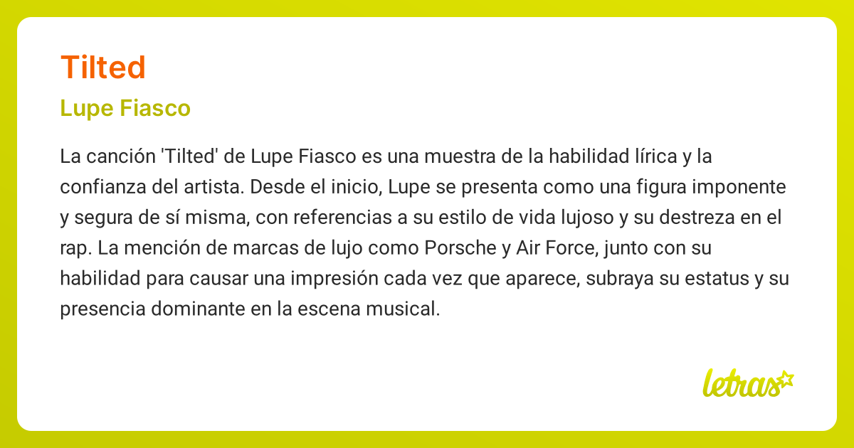 Significado de la canción TILTED (Lupe Fiasco) - LETRAS.COM
