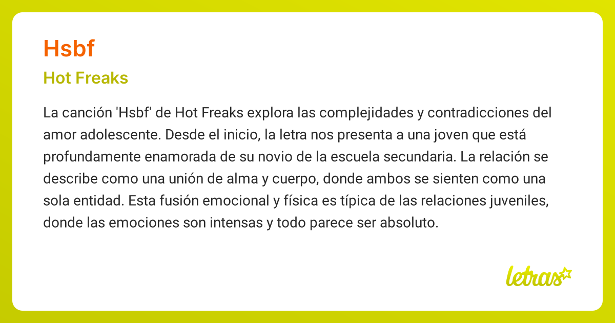 Significado de la canción HSBF (Hot Freaks) - LETRAS.COM
