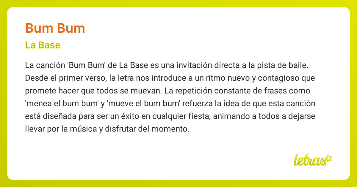 Significado de la canción BUM BUM (La Base) - LETRAS.COM