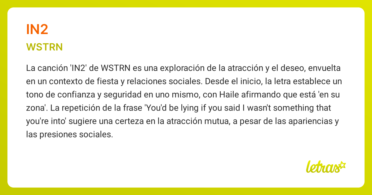 Significado de la canción IN2 (WSTRN) - LETRAS.COM