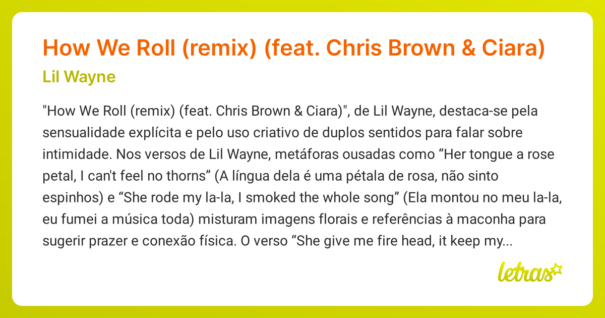 Significado da música How We Roll (remix) (feat. Chris Brown & Ciara ...