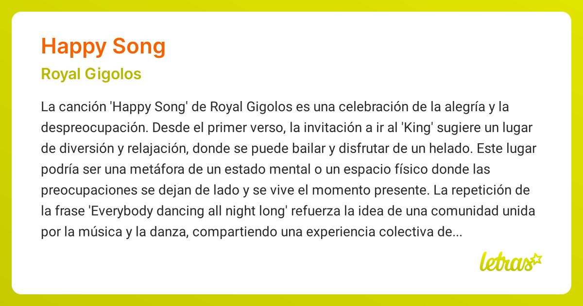 Significado de la canción HAPPY SONG (Royal Gigolos) - LETRAS.COM