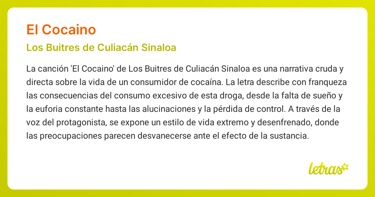 Significado de la canción EL COCAINO (Los Buitres de Culiacán Sinaloa ...