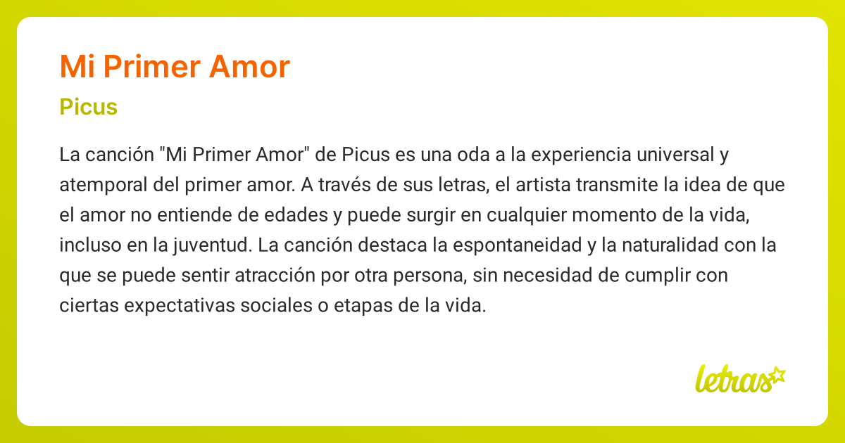 Significado de la canción MI PRIMER AMOR (Picus) - LETRAS.COM