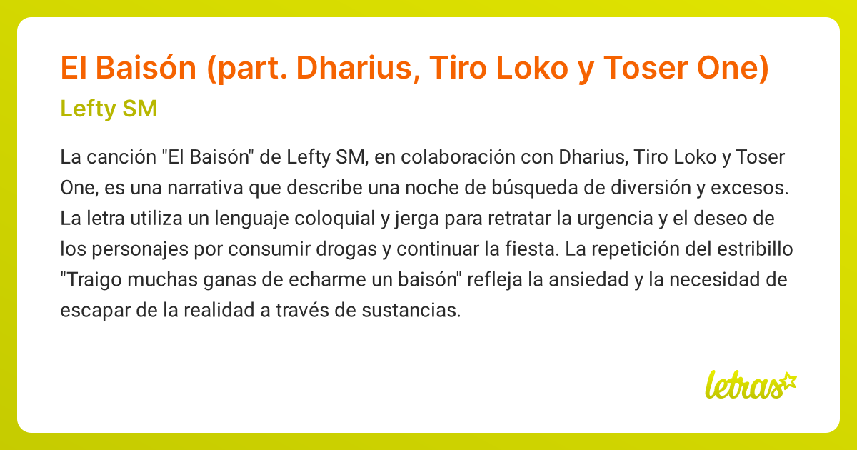 Significado de la canción El Baisón (part. Dharius, Tiro Loko y Toser ...