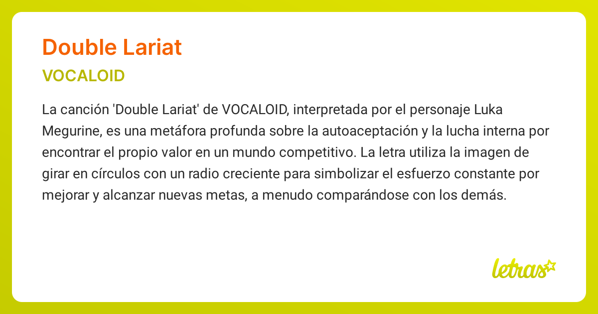Significado de la canción DOUBLE LARIAT (VOCALOID) - LETRAS.COM