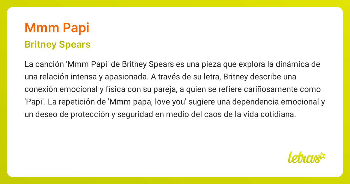 Significado de la canción MMM PAPI (Britney Spears) - LETRAS.COM