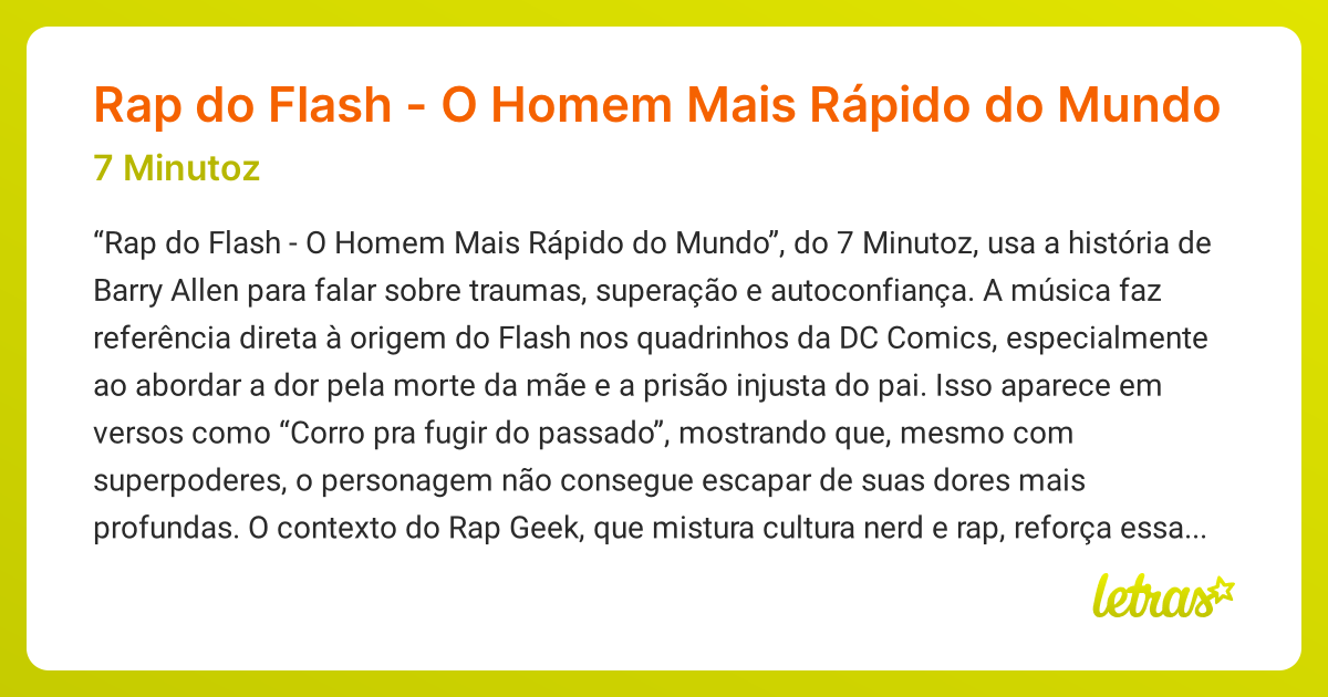 Significado da música Rap do Flash - O Homem Mais Rápido do Mundo (7 ...
