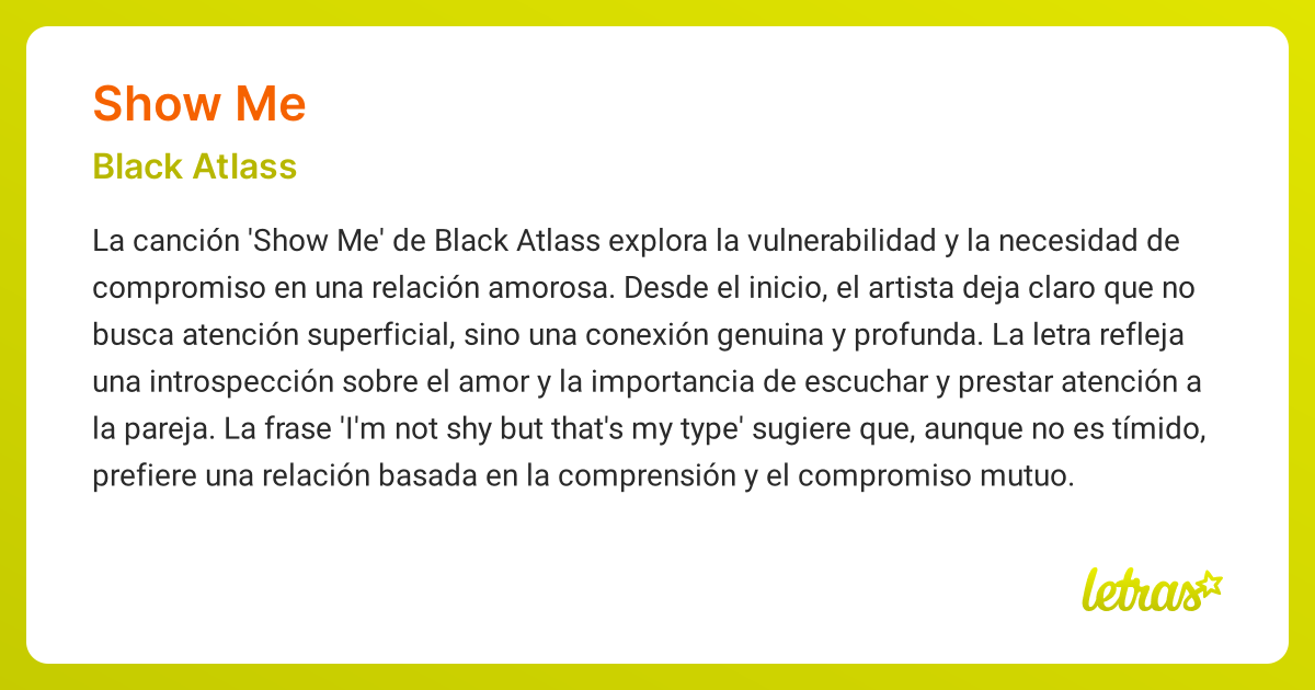 Significado de la canción SHOW ME (Black Atlass) - LETRAS.COM