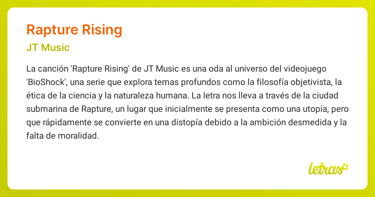 Significado de la canción RAPTURE RISING (JT Music) - LETRAS.COM