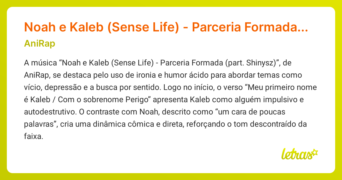 Significado da música Noah e Kaleb (Sense Life) - Parceria Formada ...