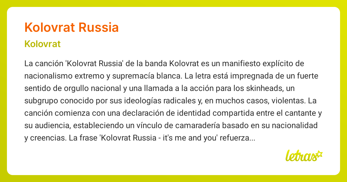 Significado de la canción KOLOVRAT RUSSIA (Kolovrat) - LETRAS.COM