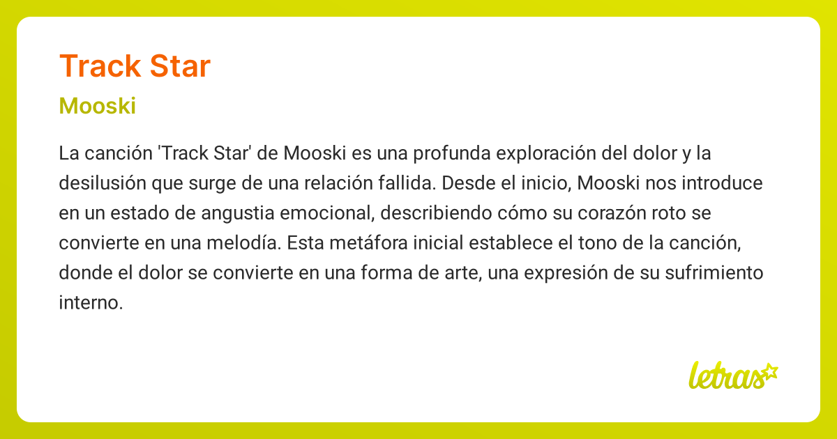 Significado de la canción TRACK STAR (Mooski) - LETRAS.COM