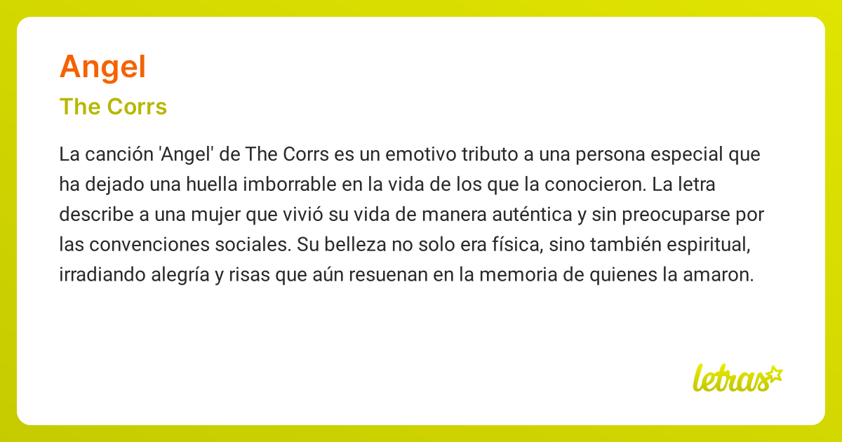 Significado de la canción ANGEL (The Corrs) - LETRAS.COM