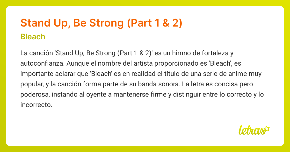 Significado de la canción Stand Up, Be Strong (Part 1 & 2) (Bleach ...