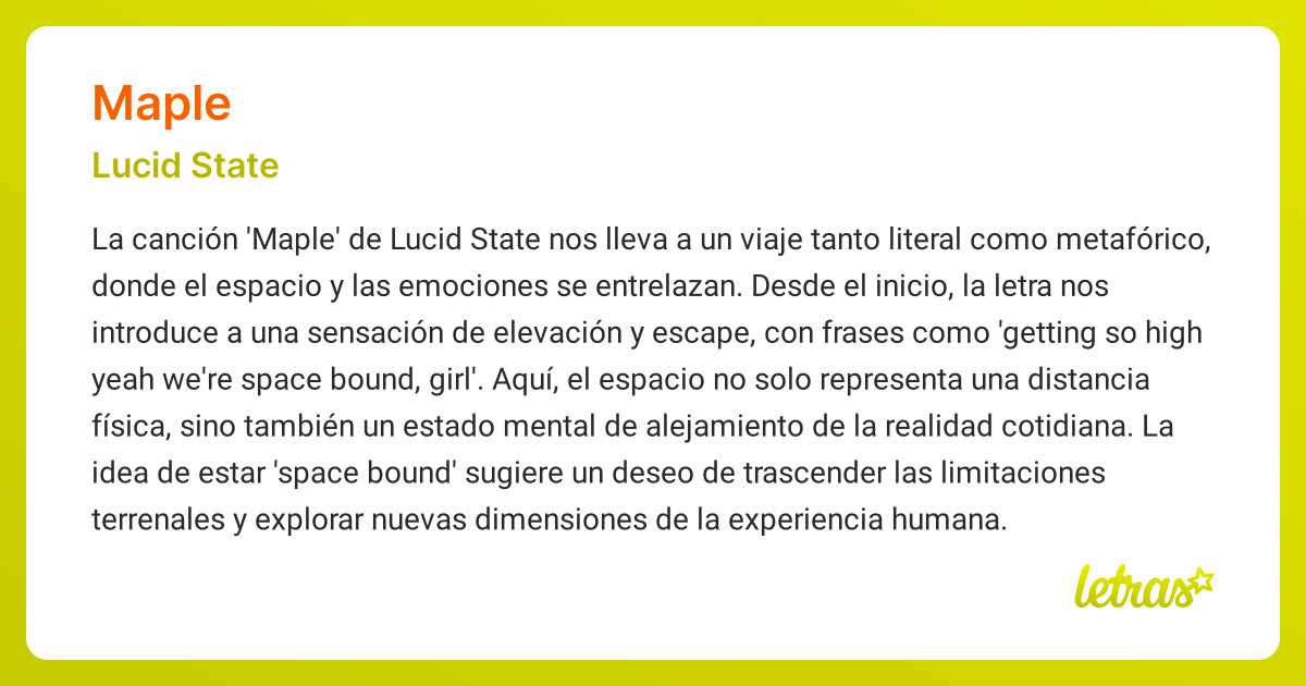 Significado de la canción MAPLE (Lucid State) - LETRAS.COM