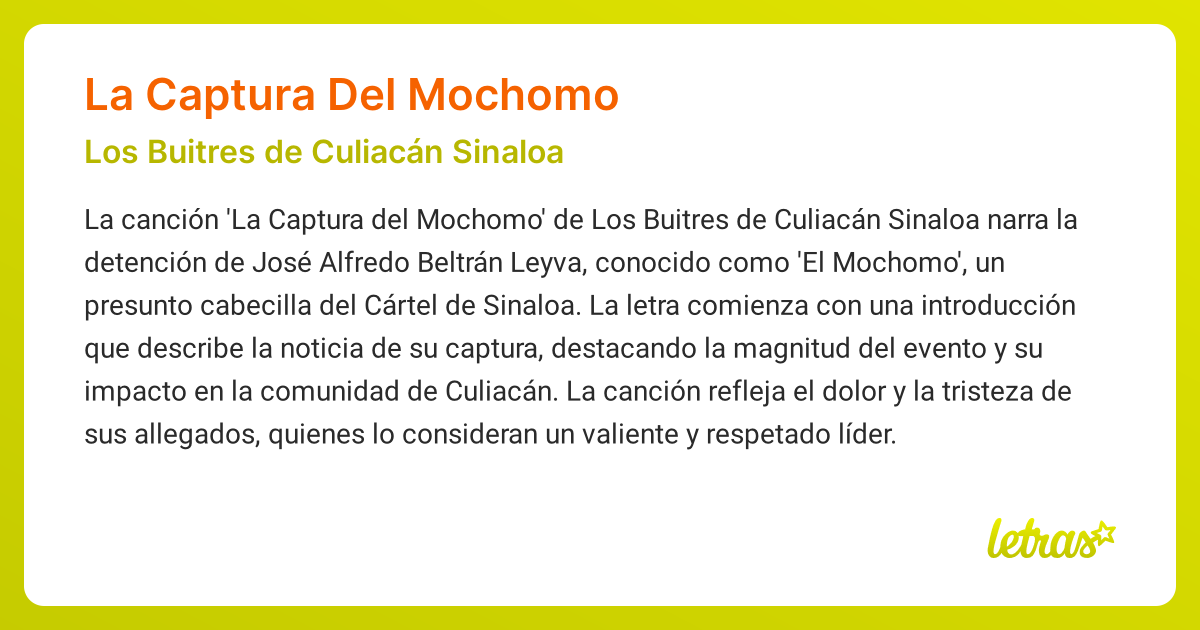 Significado de la canción LA CAPTURA DEL MOCHOMO (Los Buitres de ...
