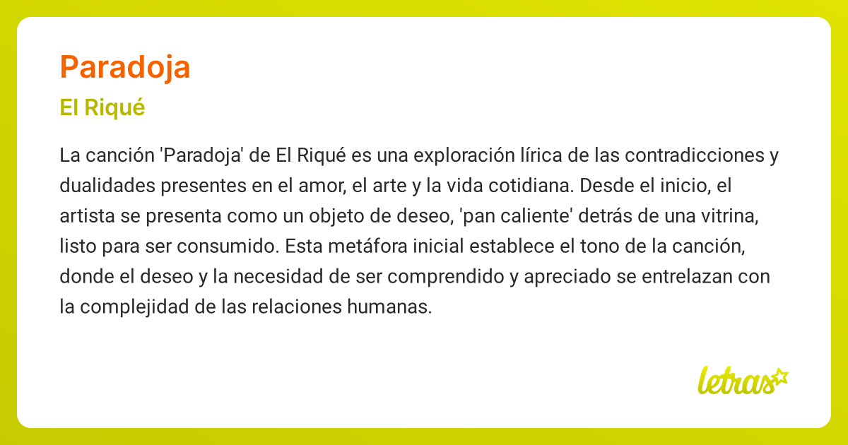 Significado de la canción PARADOJA (El Riqué) - LETRAS.COM