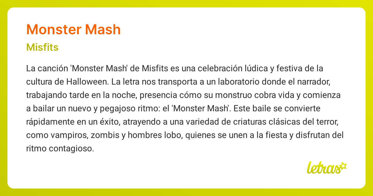 Significado de la canción MONSTER MASH (Misfits) - LETRAS.COM