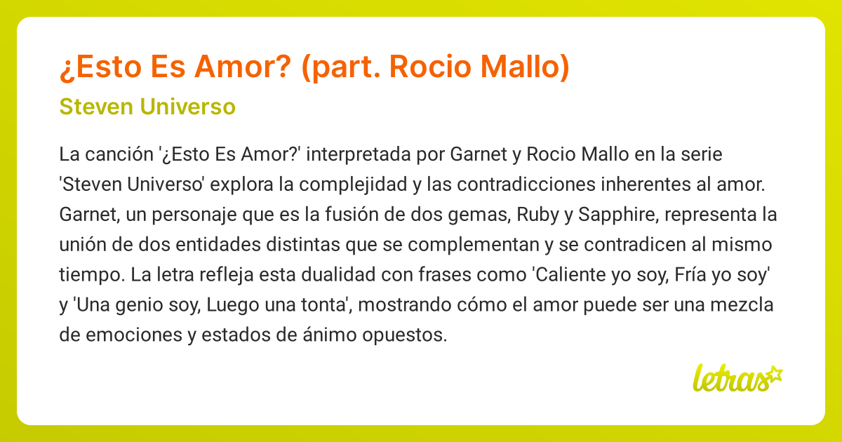 Significado de la canción ¿Esto Es Amor? (part. Rocio Mallo) (Steven ...