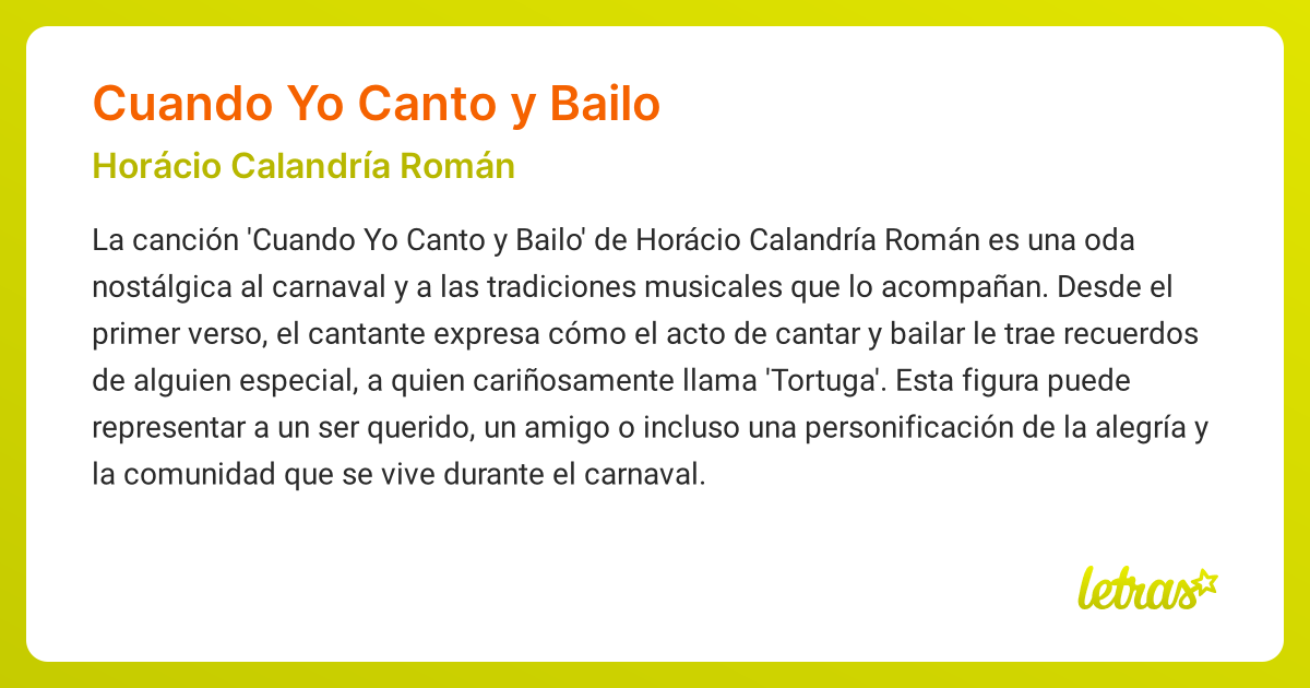 Significado de la canción CUANDO YO CANTO Y BAILO (Horácio Calandría ...