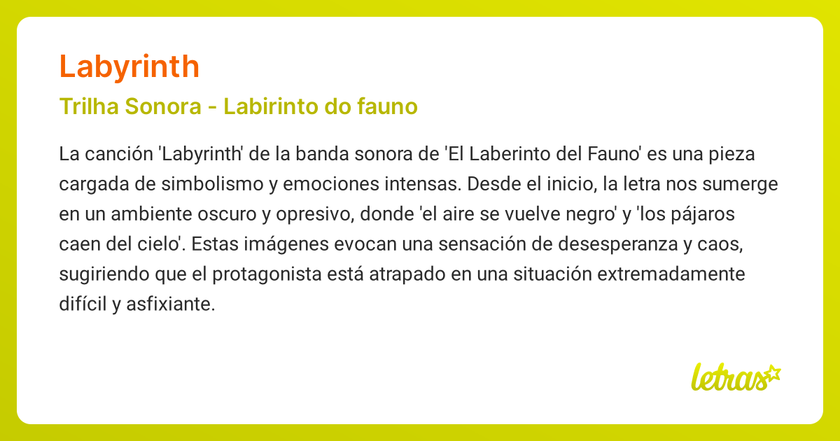 Significado de la canción LABYRINTH (Trilha Sonora - Labirinto do fauno ...