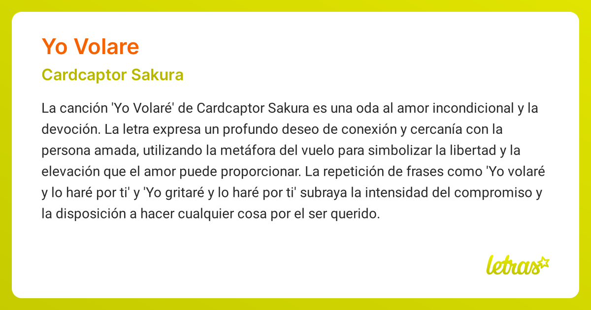 Significado de la canción YO VOLARE (Cardcaptor Sakura) - LETRAS.COM