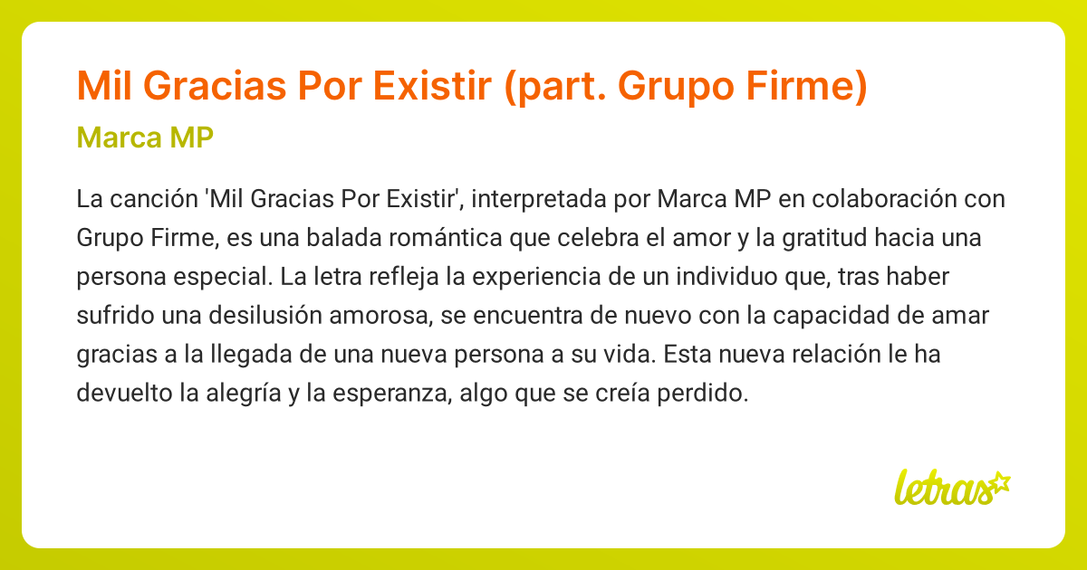Significado de la canción Mil Gracias Por Existir (part. Grupo Firme ...