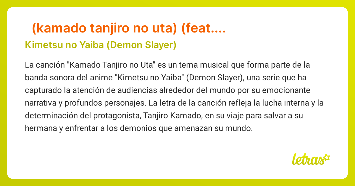 Significado de la canción 竈門 炭治郎の歌 (kamado tanjiro no uta) (feat. Nami ...