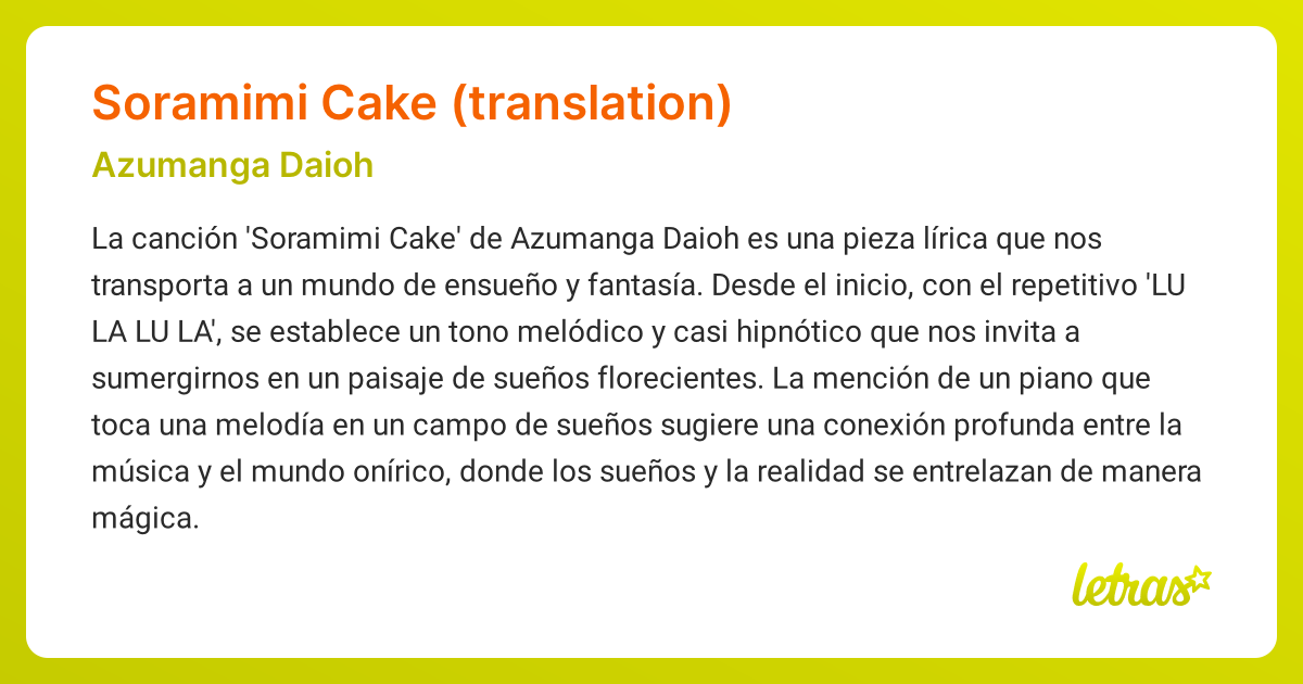 Significado de la canción SORAMIMI CAKE (TRANSLATION) (Azumanga Daioh ...