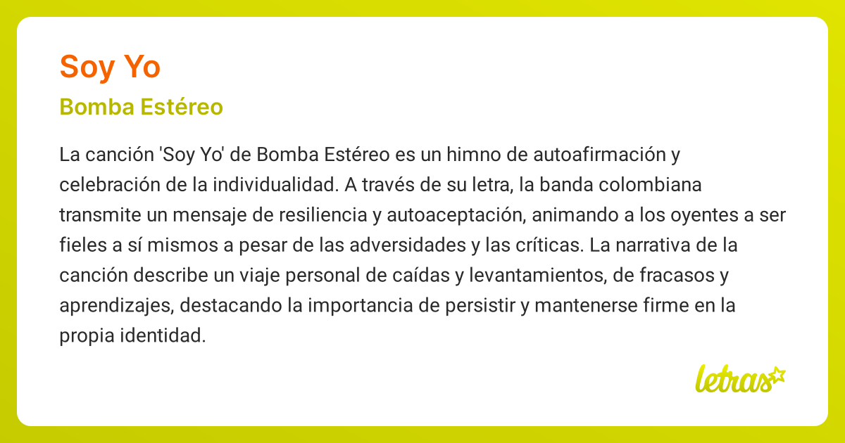 Significado de la canción SOY YO (Bomba Estéreo) - LETRAS.COM