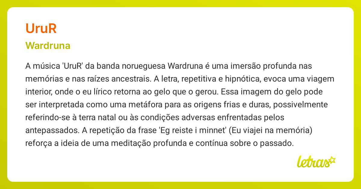 Significado da música URUR (Wardruna) - LETRAS.MUS.BR