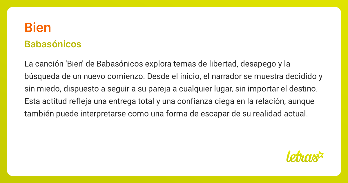 Significado de la canción BIEN (Babasónicos) - LETRAS.COM
