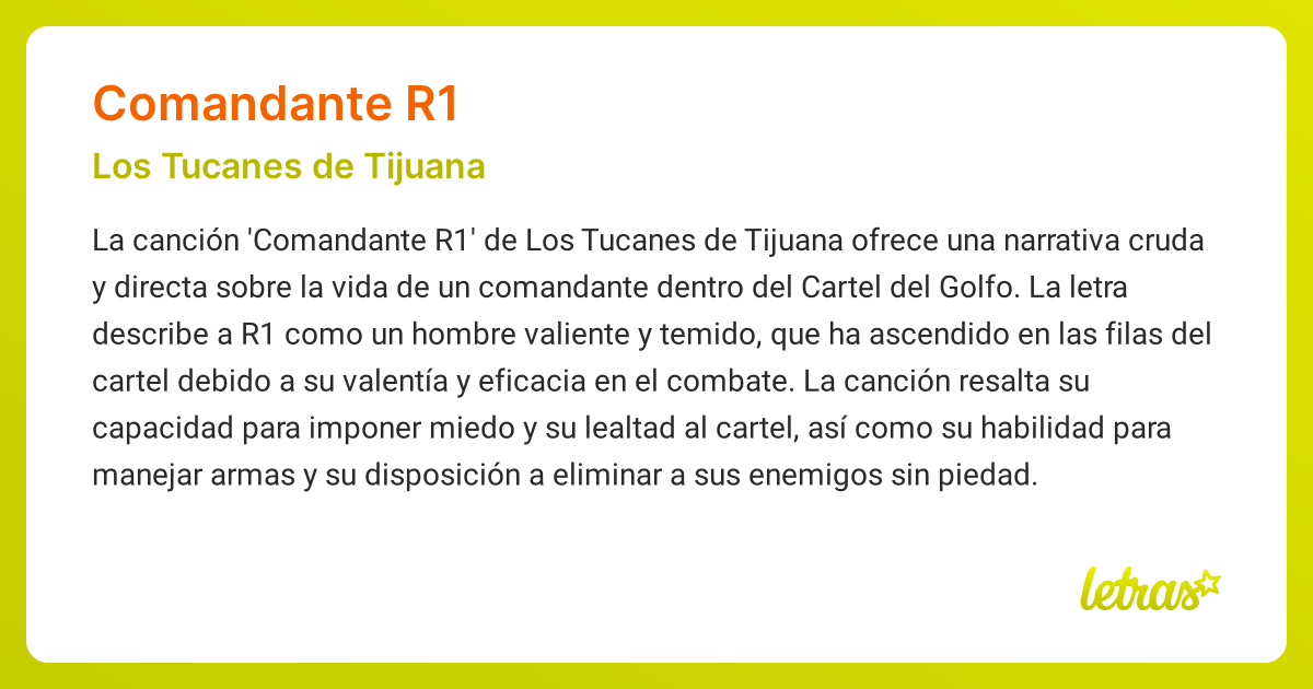 Significado de la canción COMANDANTE R1 (Los Tucanes de Tijuana ...