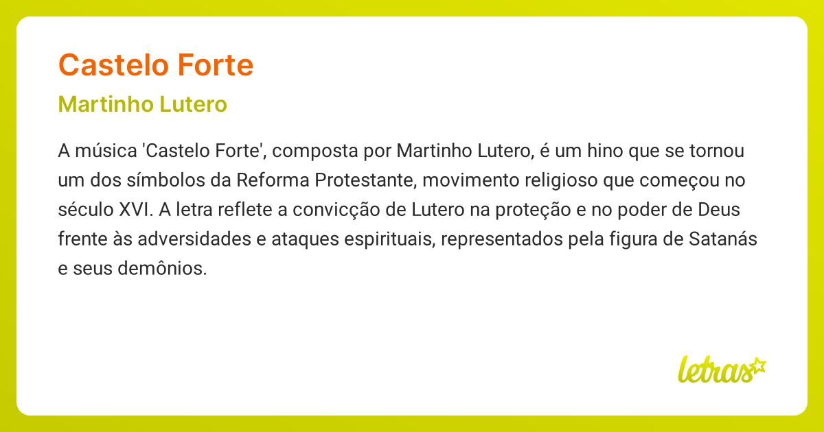 Significado da música CASTELO FORTE (Martinho Lutero) - LETRAS.MUS.BR