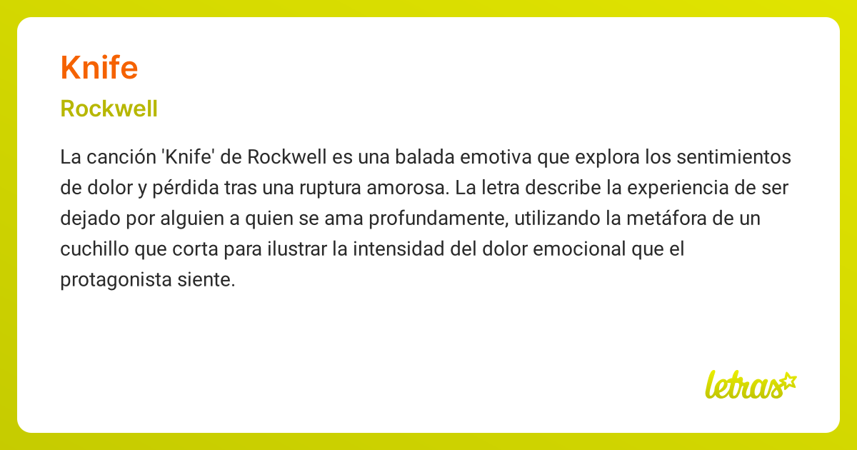 Significado de la canción KNIFE (Rockwell) - LETRAS.COM