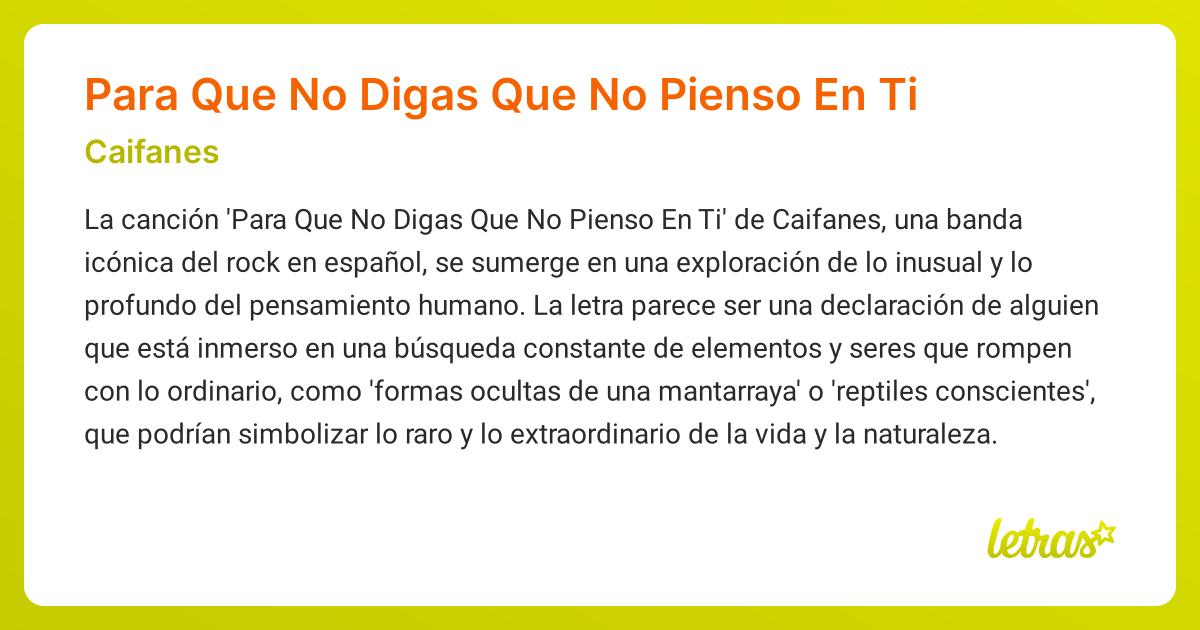 Significado de la canción Para Que No Digas Que No Pienso En Ti ...