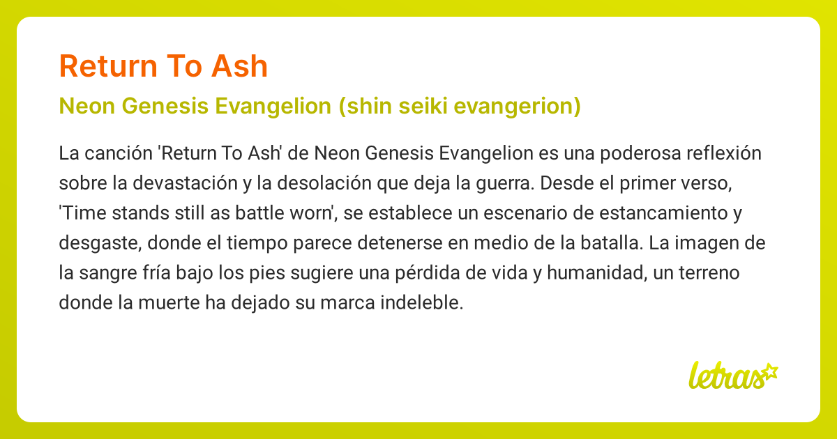 Significado de la canción RETURN TO ASH (Neon Genesis Evangelion (shin seiki evangerion ...