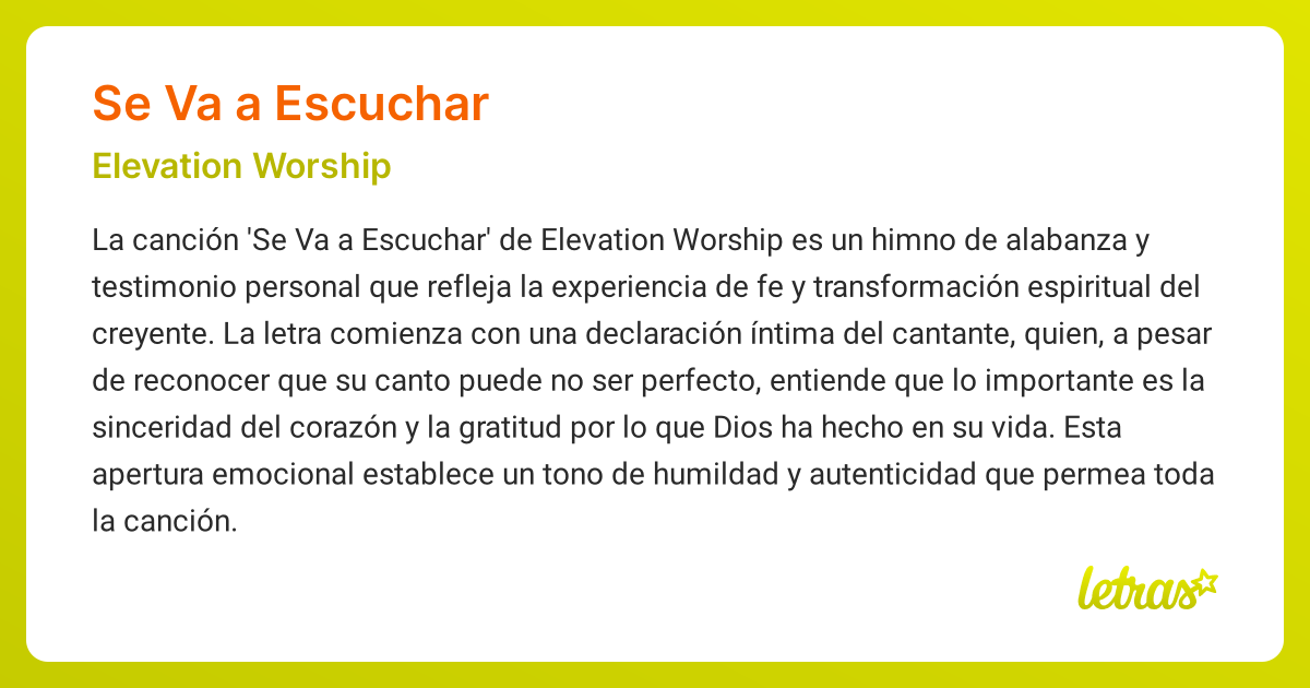 Significado de la canción SE VA A ESCUCHAR (Elevation Worship) - LETRAS.COM