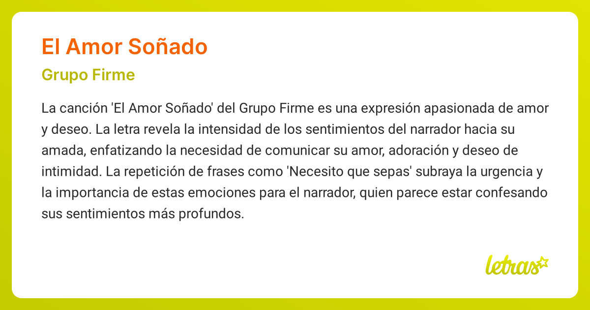 Significado de la canción EL AMOR SOÑADO (Grupo Firme) - LETRAS.COM