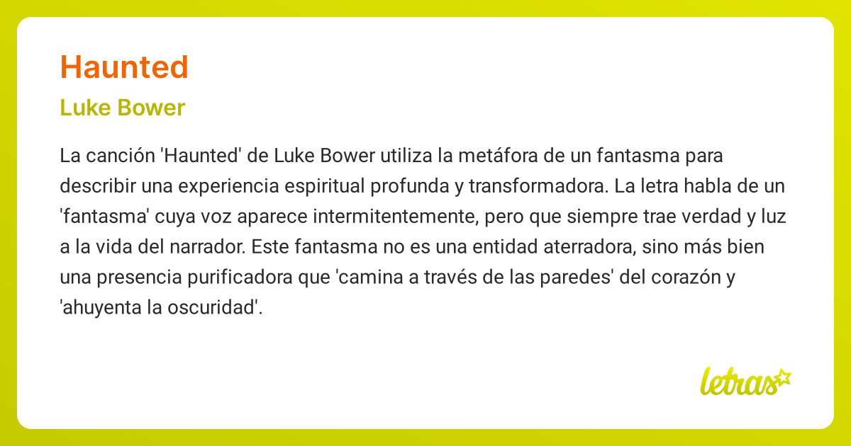 Significado de la canción HAUNTED (Luke Bower) - LETRAS.COM