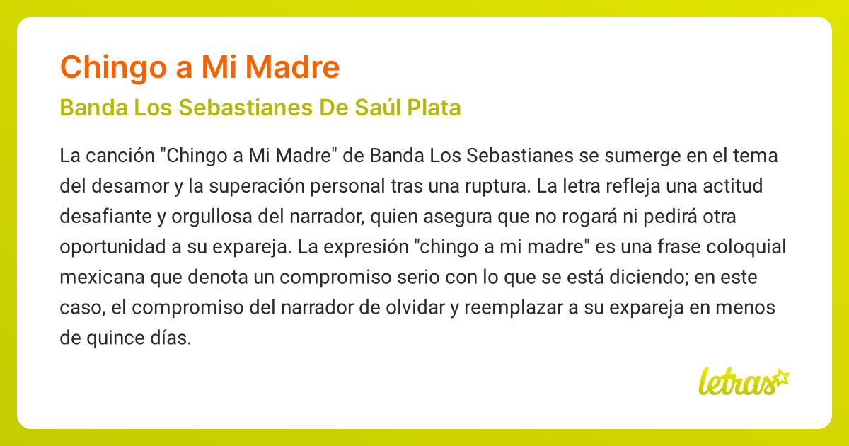 Significado de la canción CHINGO A MI MADRE (Banda Los Sebastianes De ...