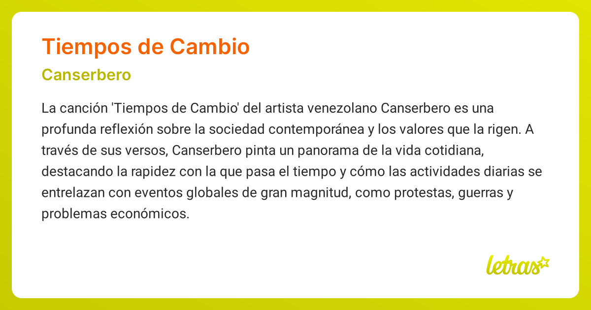 Significado de la canción TIEMPOS DE CAMBIO (Canserbero) - LETRAS.COM