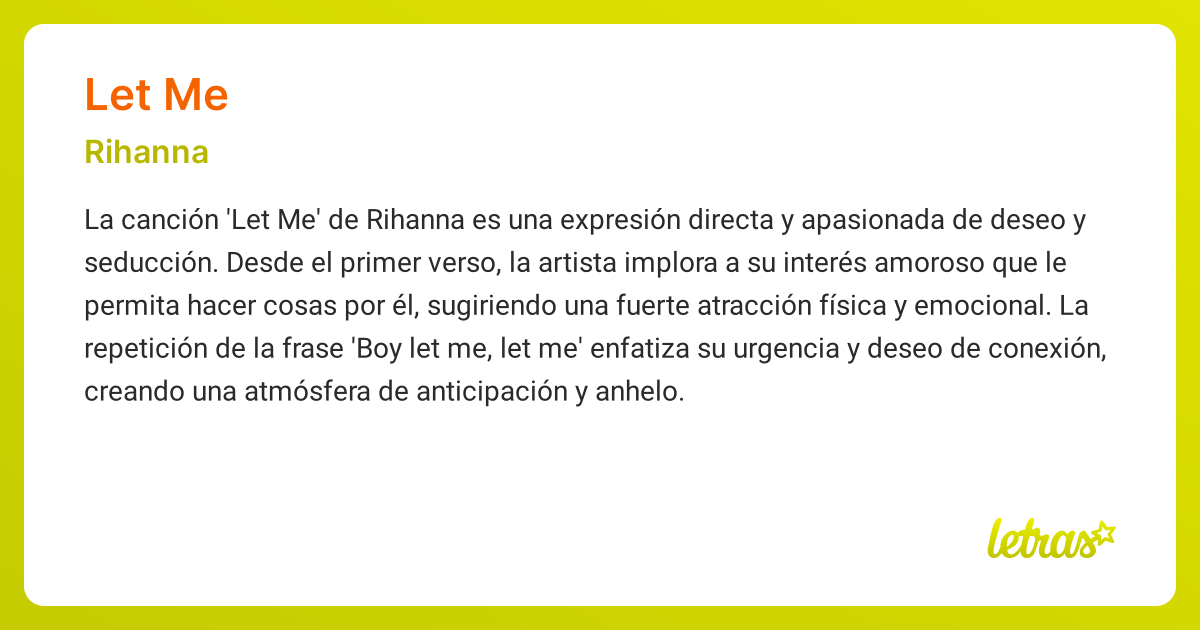 Significado de la canción LET ME (Rihanna) - LETRAS.COM