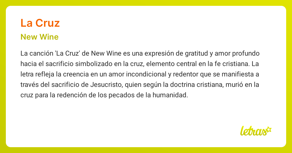 Significado de la canción LA CRUZ (New Wine) - LETRAS.COM