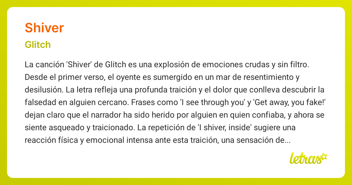 Significado de la canción SHIVER (Glitch) - LETRAS.COM