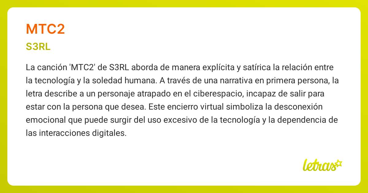 Significado de la canción MTC2 (S3RL) - LETRAS.COM