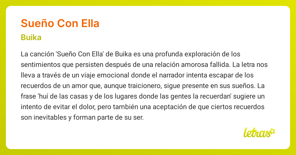 Significado de la canción SUEÑO CON ELLA (Buika) - LETRAS.COM